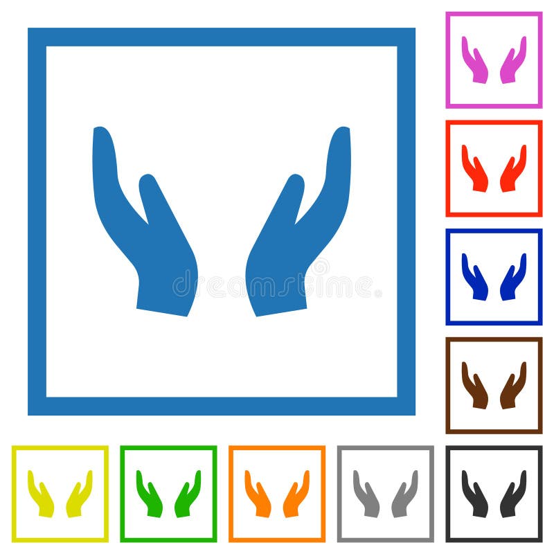 Empty Protecting Hands Solid Flat Framed Icons Stock Vector ...