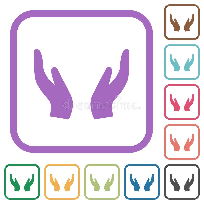 Empty Protecting Hands Solid Flat Framed Icons Stock Vector ...