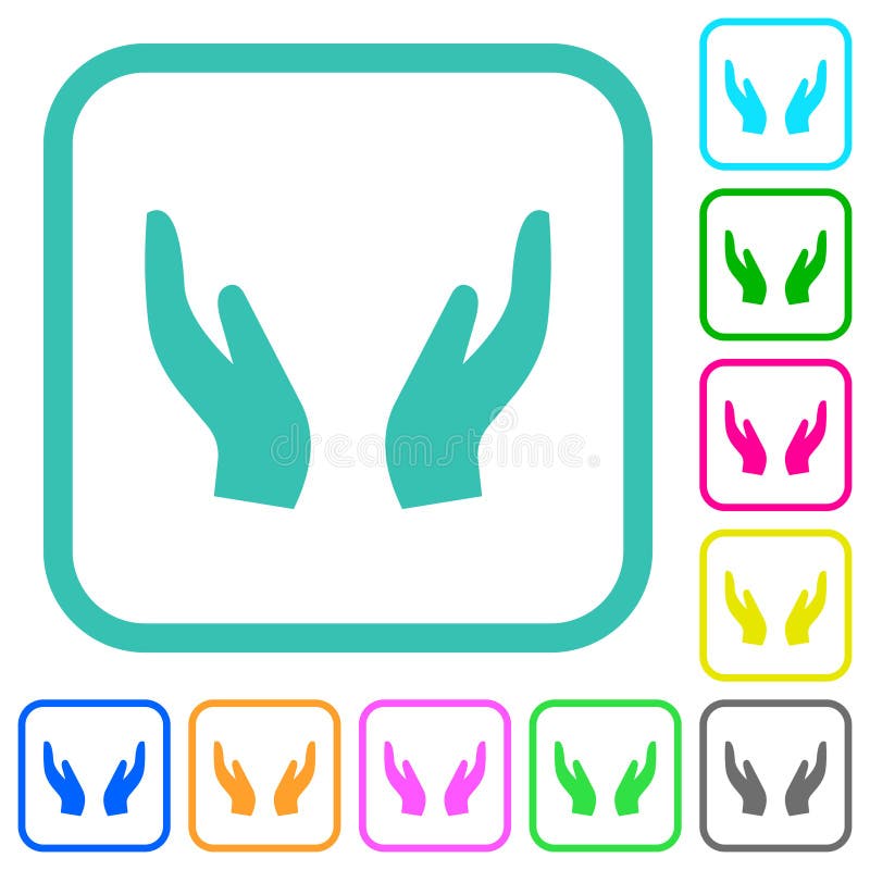 Empty Protecting Hands Outline Square Flat Multi Colored Icons Stock ...