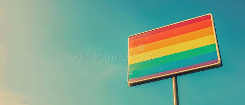 Empty Protest Sign with Rainbow Border, Pride Month Rights Activism ...
