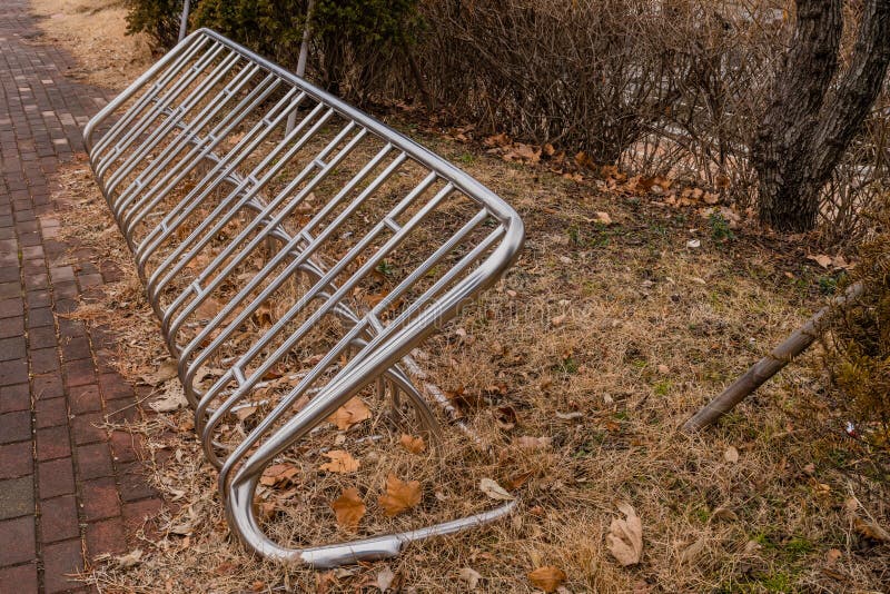 Empty public bicycle rack stock photo. Image of sidewalk - 171627428