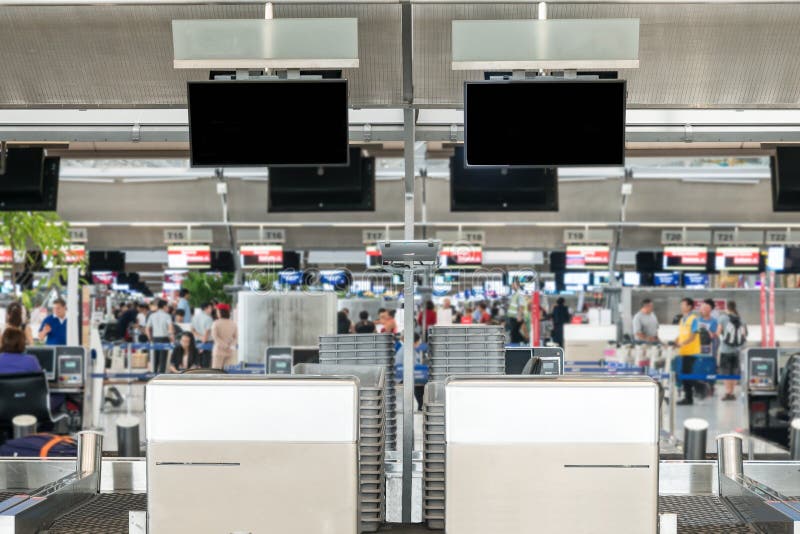 Empty of Public Check-in Area of an Airport Stock Photo - Image of ...