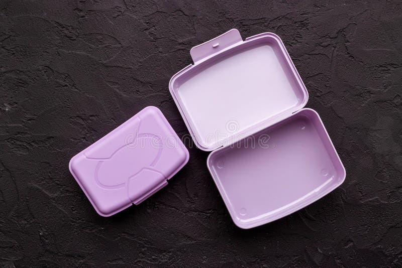 Empty Purple Lunch Boxes, Top View. Plastic Container for Food Stock ...
