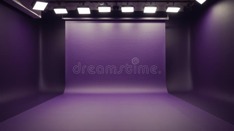 Empty Purple Studio Backdrop with Professional Lighting for Photography ...