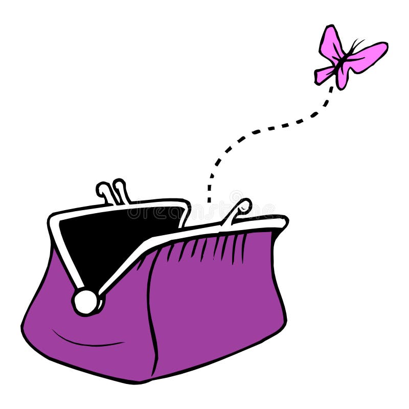 Empty purse stock vector. Illustration of vector, butterfly - 300184022