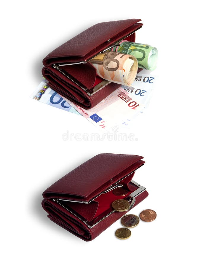 The Empty Purse and Money is in Wallet Stock Photo - Image of broke ...