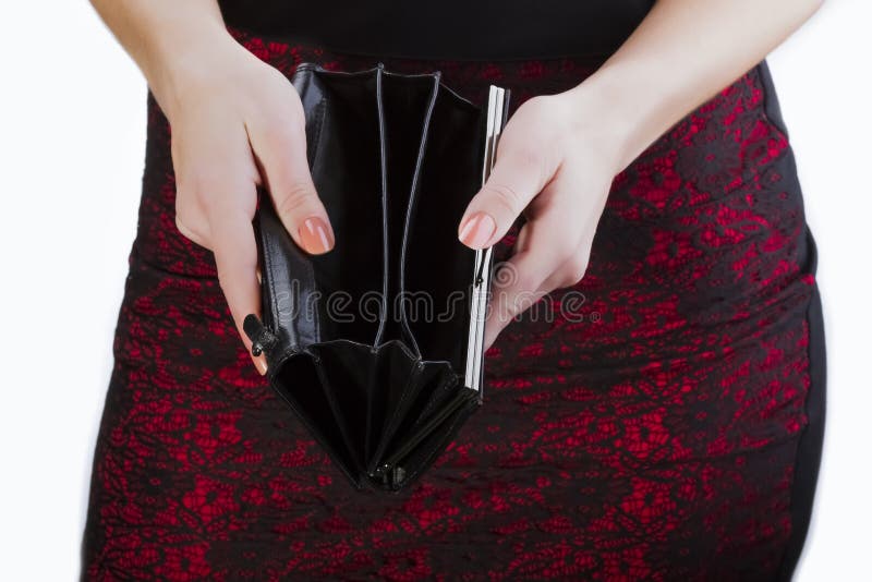 Empty Purse in Women`s Hands Stock Photo - Image of commercial, money ...