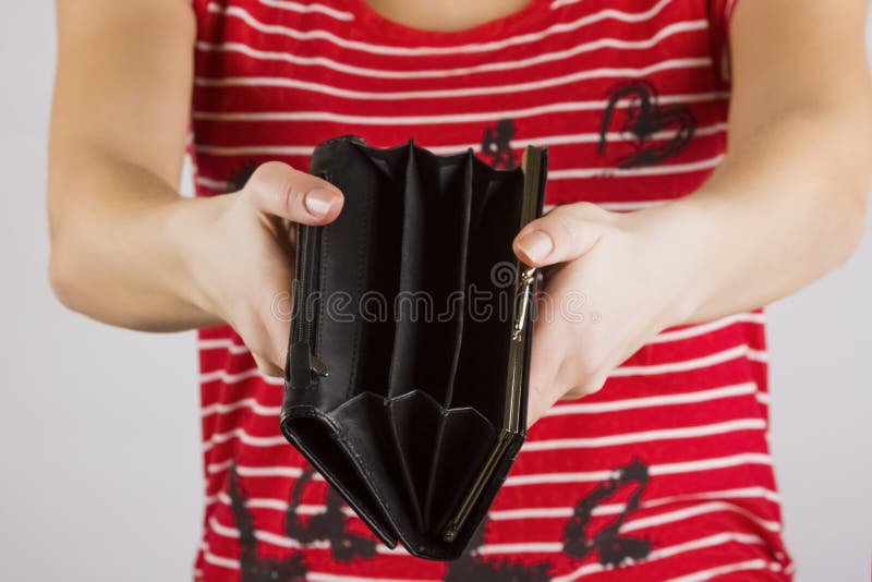 Empty Purse in Women`s Hands; No Money Stock Image - Image of concepts ...