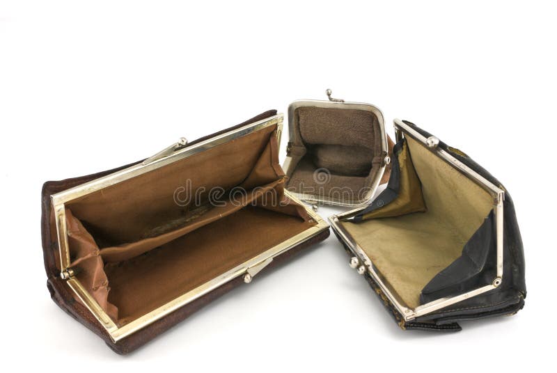 Empty purses. stock image. Image of grunge, currency, brown - 7299301