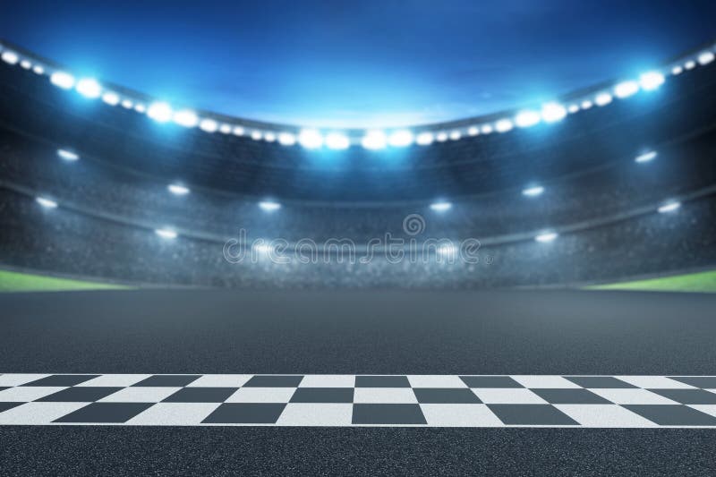 Empty Race Track Night Background 3d Illustrations Stock Illustration ...