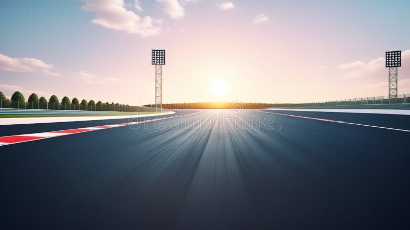 Empty Racing Track with Crowds of People on Grandstand Stock ...