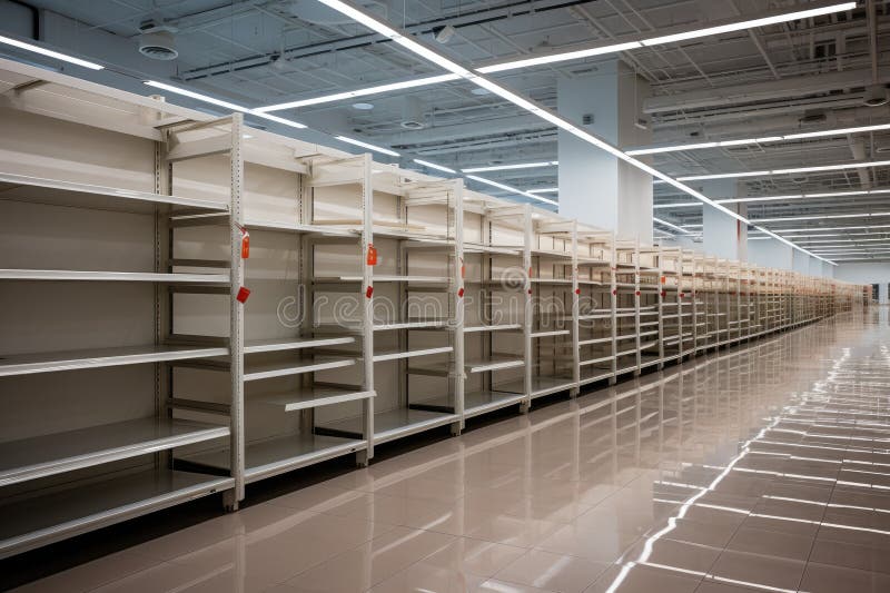 Empty Rack Shelf in Mega Storehouse. Logistic Concept Stock ...