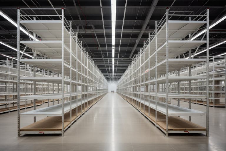 Empty Rack Shelf in Mega Storehouse. Logistic Concept Stock ...