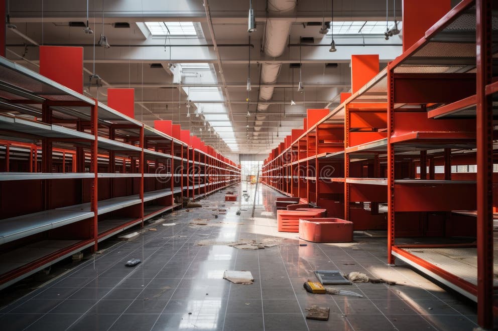 Empty Rack Shelf in Mega Storehouse. Logistic Concept Stock ...