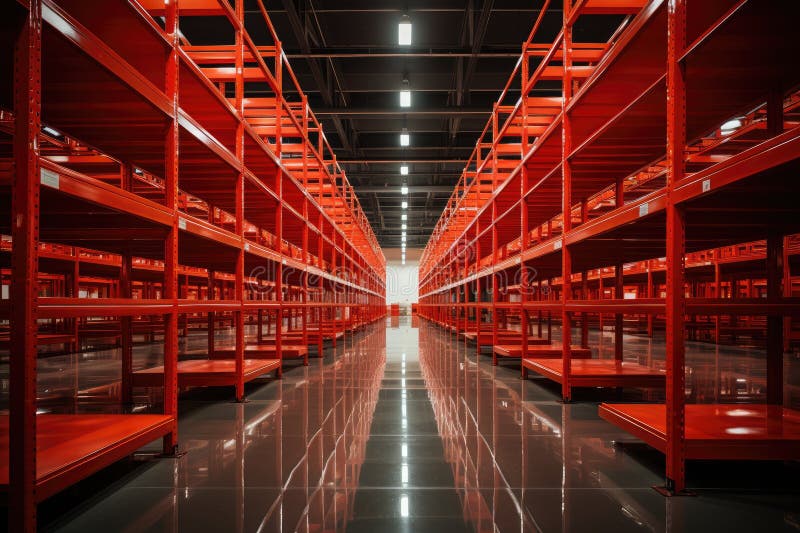 Empty Rack Shelf in Mega Storehouse. Logistic Concept Stock ...