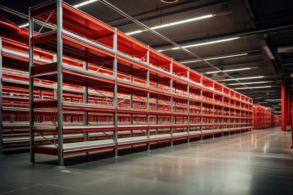 Empty Rack Shelf in Mega Storehouse. Logistic Concept Stock ...