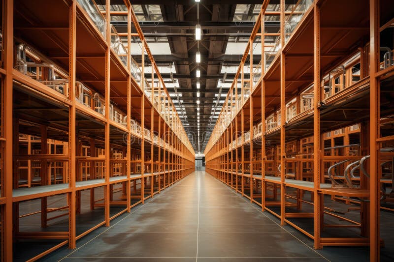 Empty Rack Shelf in Mega Storehouse. Logistic Concept Stock ...