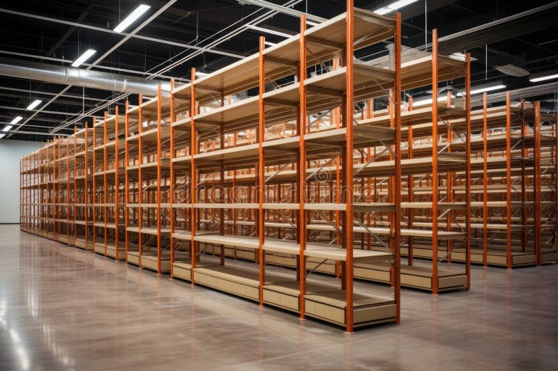 Empty Rack Shelf in Mega Storehouse. Logistic Concept Stock ...