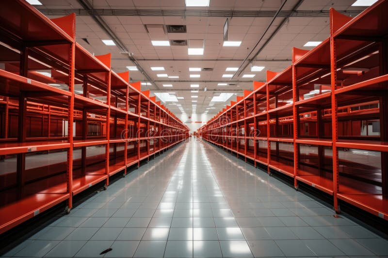 Empty Rack Shelf in Mega Storehouse. Logistic Concept Stock ...
