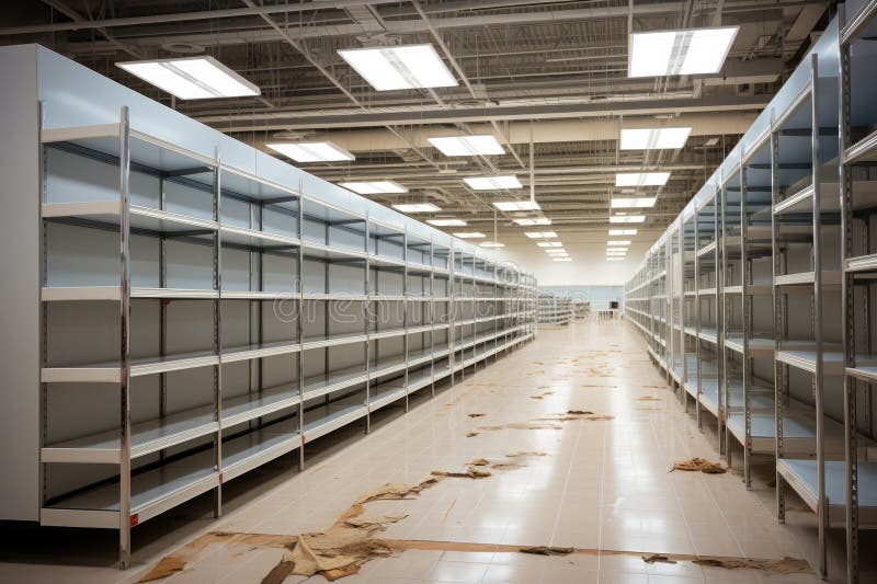 Empty Rack Shelf in Mega Storehouse. Logistic Concept Stock ...