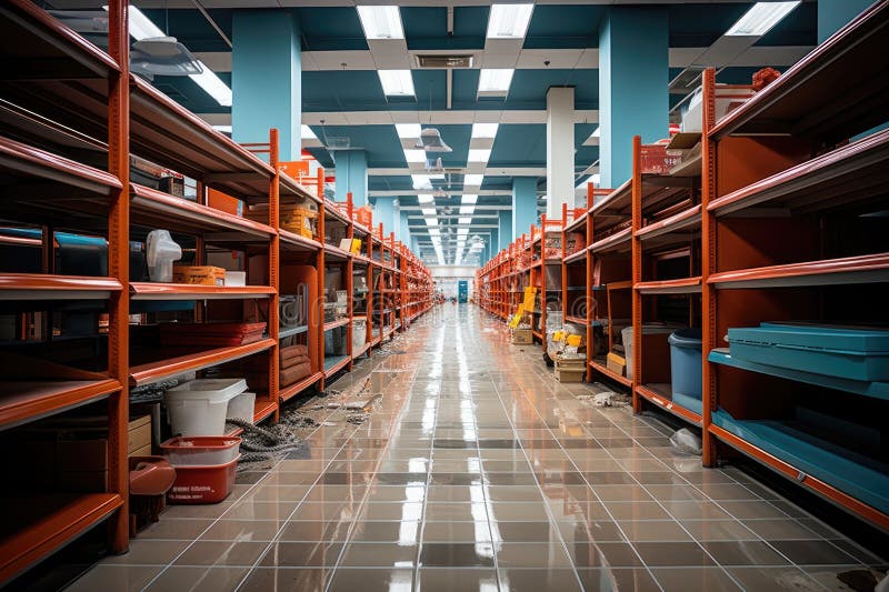 Empty Rack Shelf in Mega Storehouse. Logistic Concept Stock ...