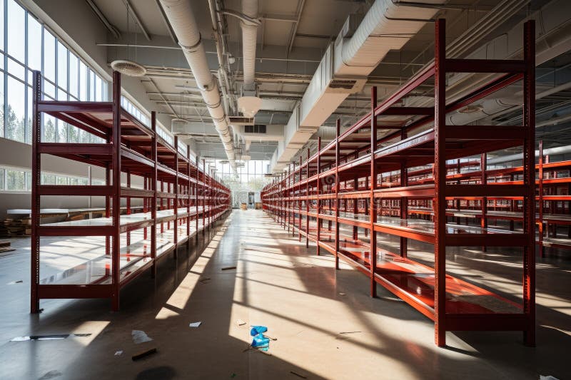 Empty Rack Shelf in Mega Storehouse. Logistic Concept Stock ...
