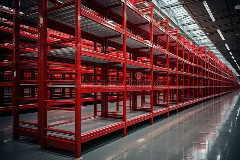 Empty Rack Shelf in Mega Storehouse. Logistic Concept Stock ...