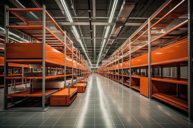 Empty Rack Shelf in Mega Storehouse. Logistic Concept Stock ...