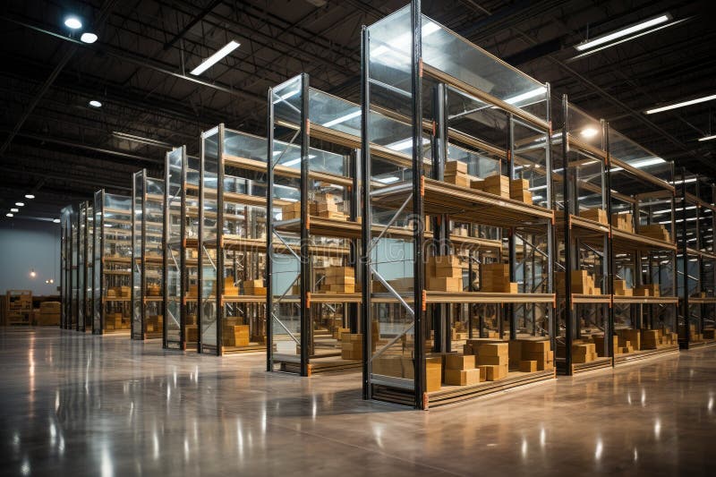 Empty Rack Shelf in Mega Storehouse. Logistic Concept Stock ...