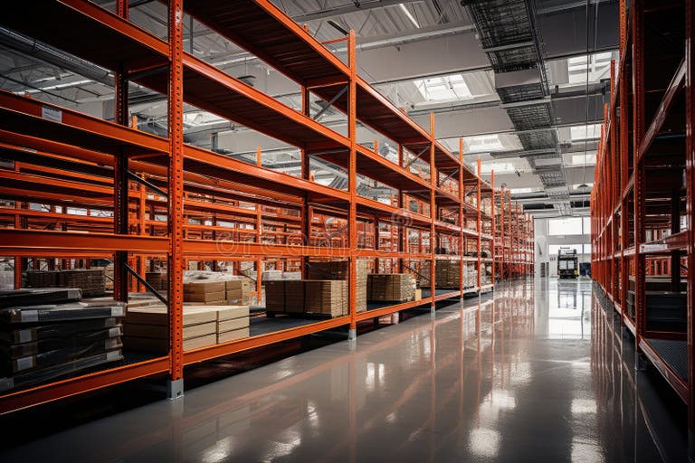 Empty Rack Shelf in Mega Storehouse. Logistic Concept Stock ...