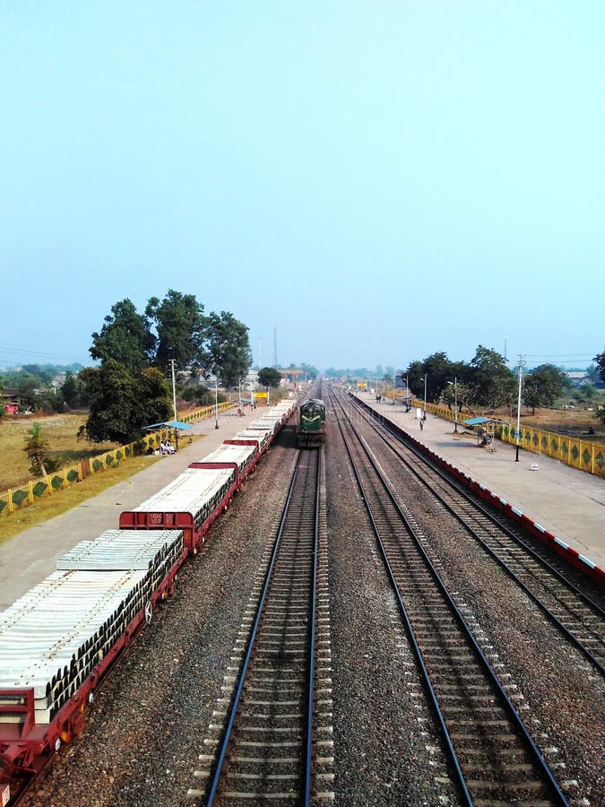 Empty railroad stock photo. Image of blue, bright, railroad - 65608466