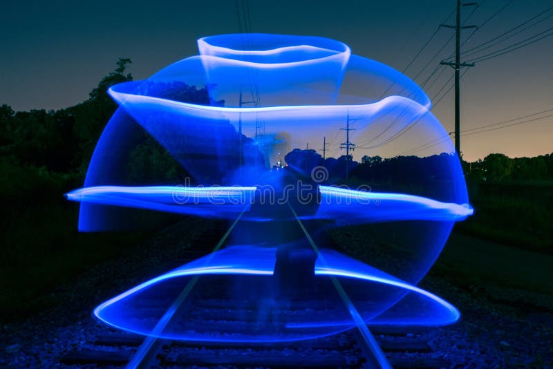 Late Night Light Painting at Empty Railroad Track Stock Image - Image ...