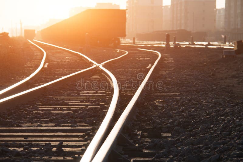 Empty railroad tracks stock photo. Image of branch, infrastructure ...