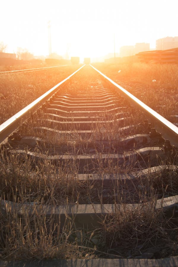 Empty railroad tracks stock photo. Image of future, forward - 66171400