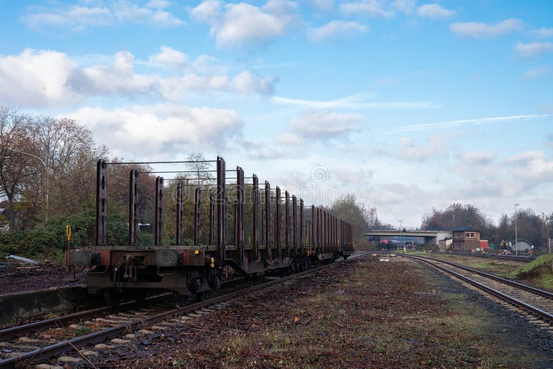 Empty Railway Freight Wagons on the Railway Track Stock Photo - Image ...