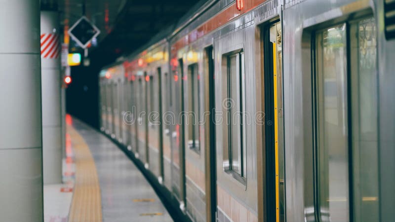 An Empty Railway Platform with Train Waited To Depart at Tokyo Train ...