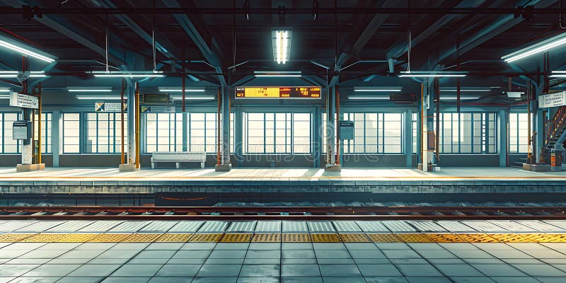 Empty Railway Station Background - Ai Generated Stock Illustration ...