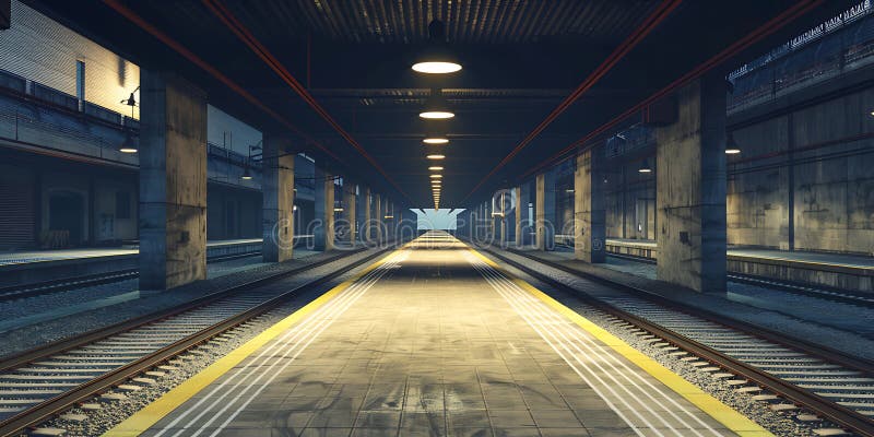 Empty Railway Station Background - Ai Generated Stock Illustration ...