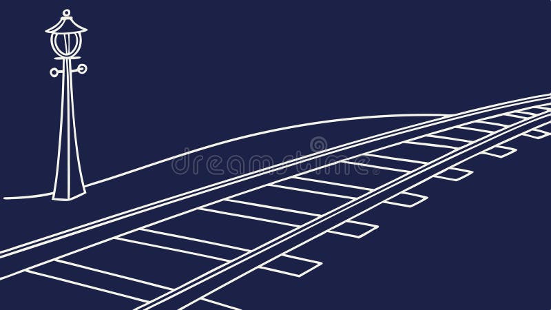 Empty Railway Tracks at Night Vector, Journey and Solitude, Vector ...