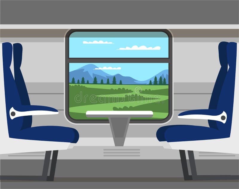Empty Railway Train Wagon with Comfortable Seats Stock Vector ...