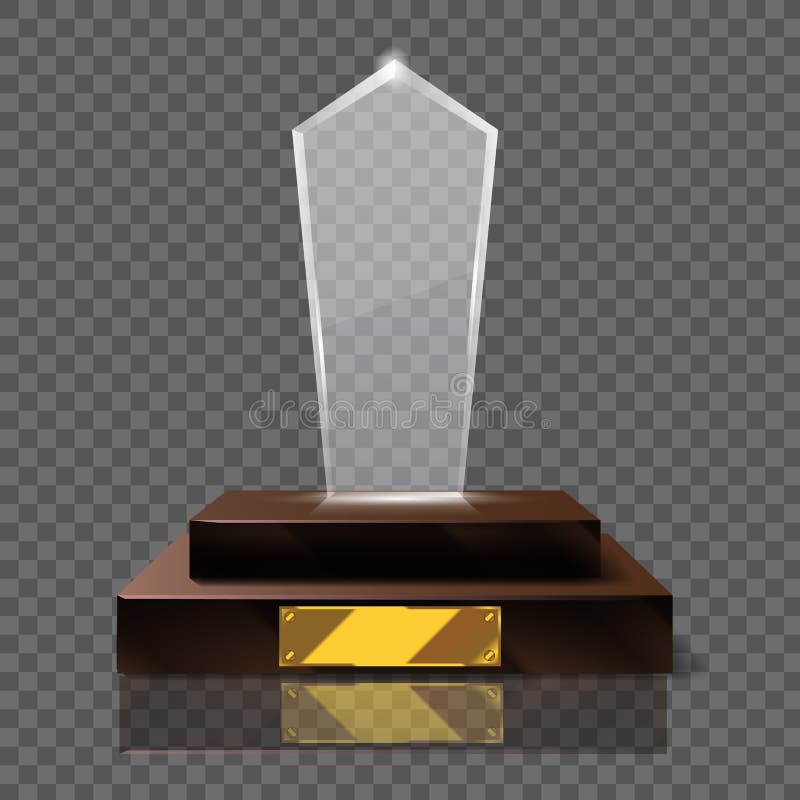 Empty Realistic Glass Trophy Statue with Empty Golden Board ...