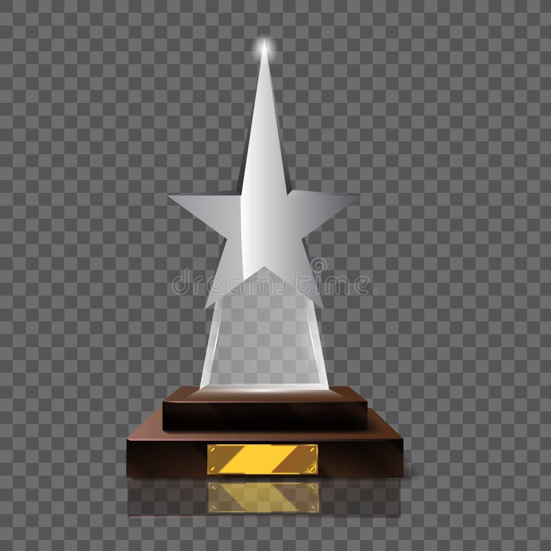 Empty Realistic Glass Trophy Statue with Empty Golden Board ...