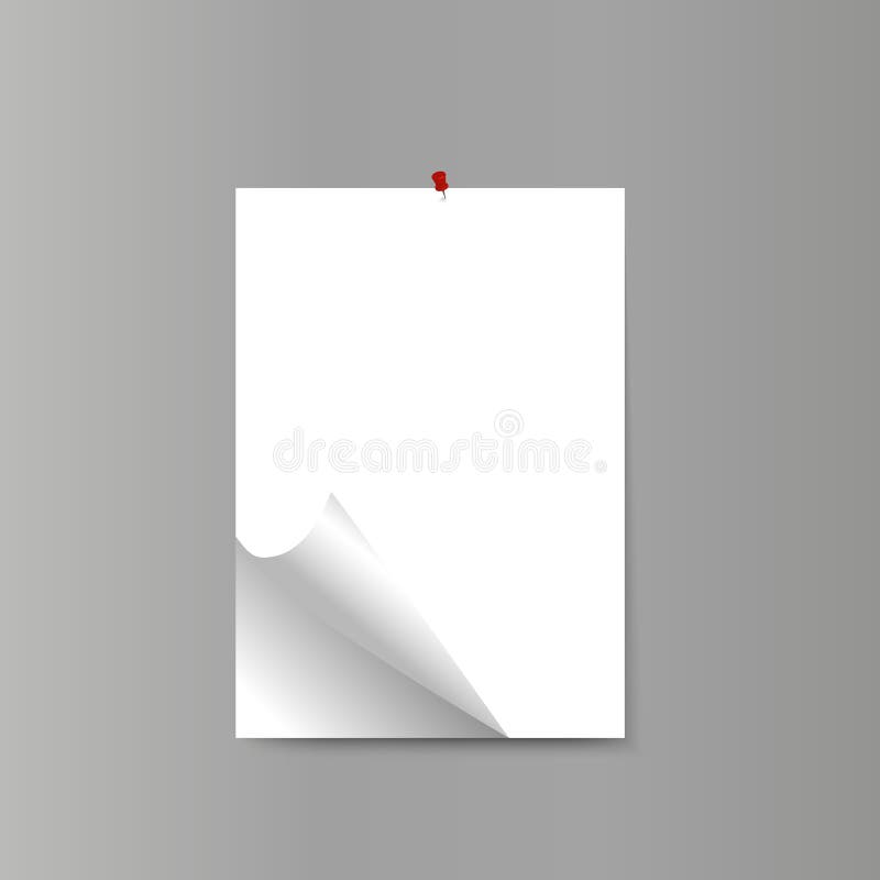 Empty Realistic Vertical Paper Poster with Curled Corne Stock Vector ...