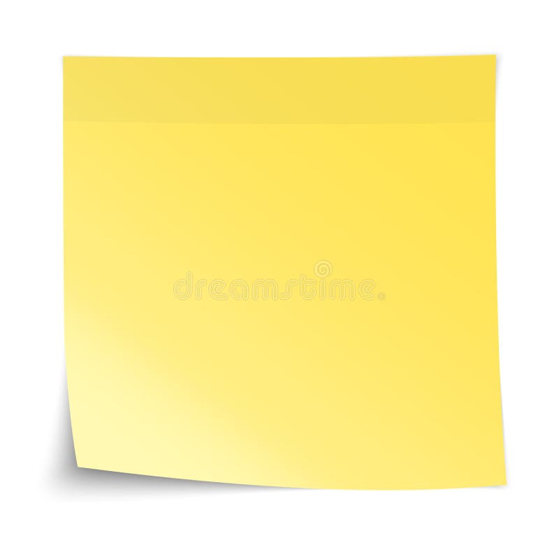 Empty Realistic Yellow Sticky Note Paper Sheet with Curled Up Corner ...