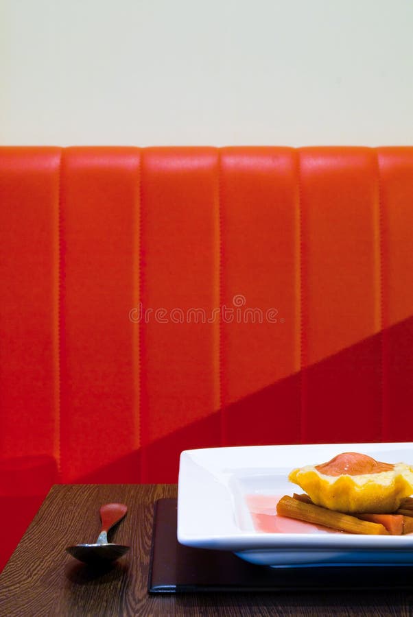 Modern Desert and Red Seat in Funky Restaurant Stock Image - Image of ...