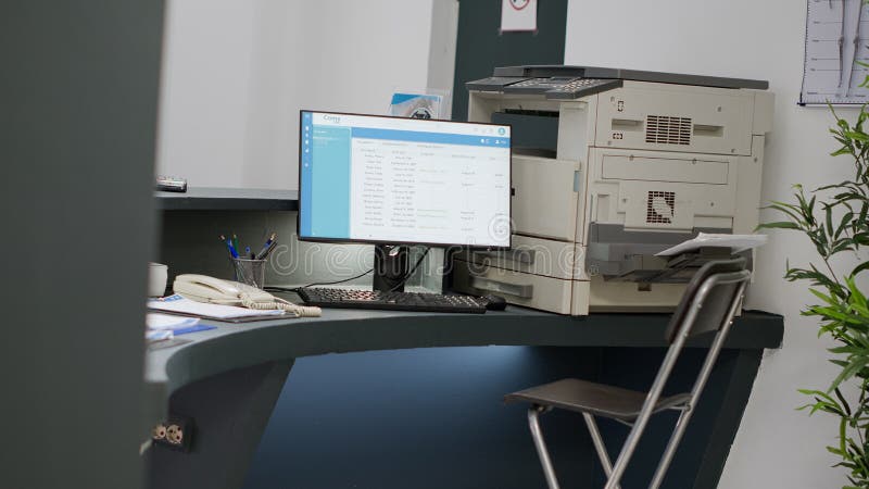 Empty Reception Desk in Health Facility Stock Photo - Image of waiting ...