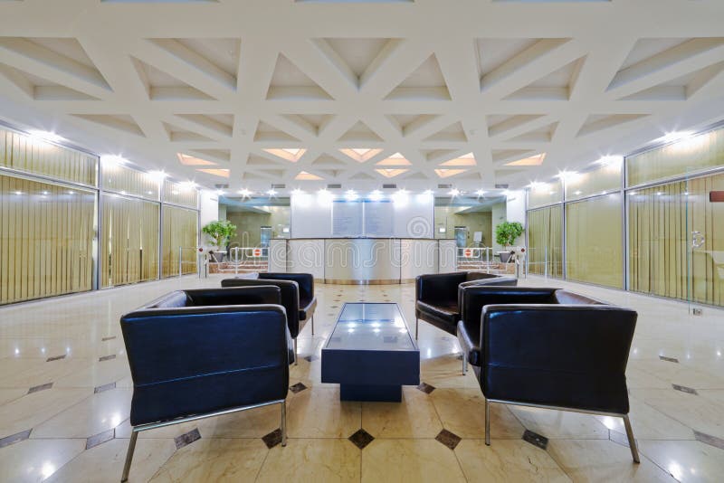 Empty Lit Reception Area in Dental Clinic. Stock Image - Image of paper ...