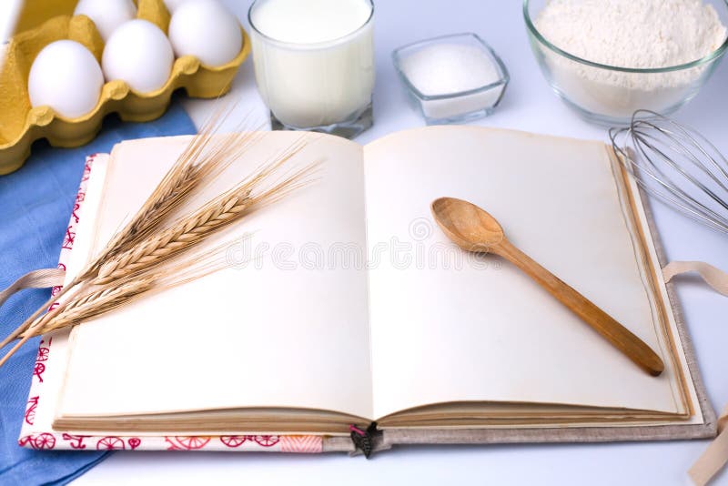Empty Recipe Book on a Baking Background Stock Photo - Image of ...