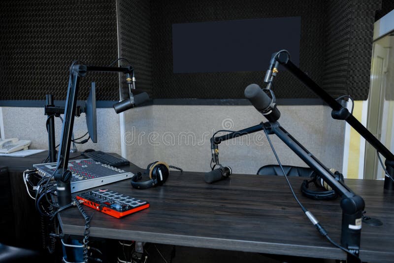 Empty Recording Studio or Radio Station Stock Image - Image of ...