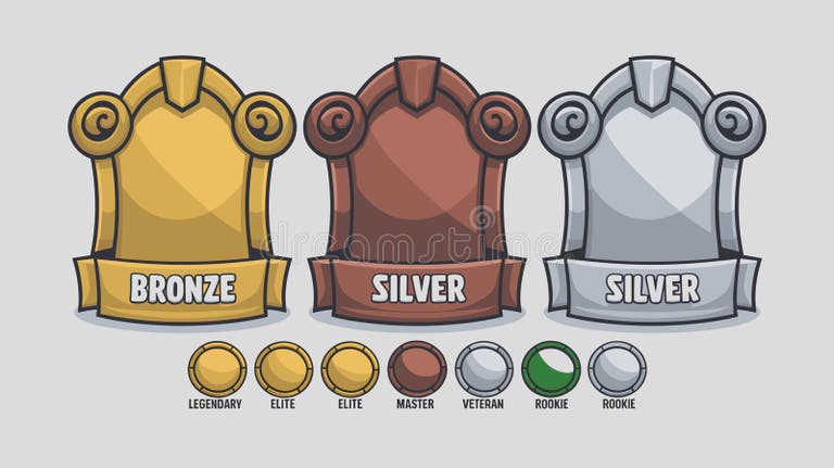 Empty Rectangle Frames In Medieval Style For Game Ui Design Vector Cartoon Set Of User